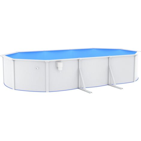 Pools - Living Stahlwand-Pool Oval 610x360x120 cm Weiß
