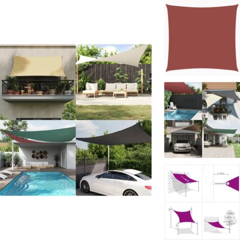 Sonnensegel Oxford-Gewebe Quadratisch 5x5 m Terrakotta-Rot ...