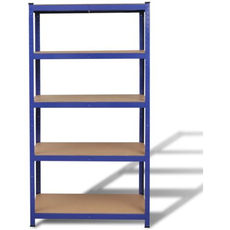 Industrieregale - Living Lagerregal mit 5 Böden Blau Stahl & Holzwerkstoff