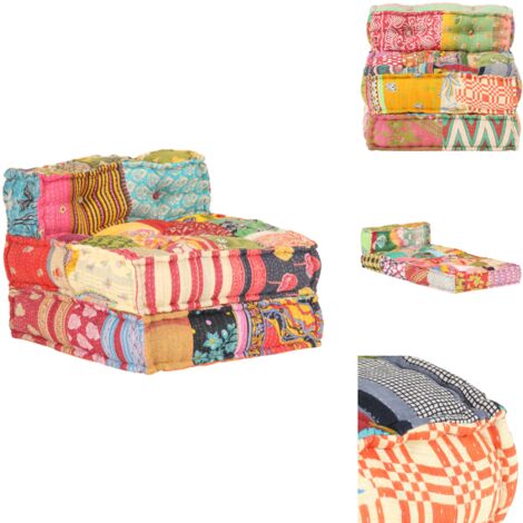 Modularer Pouf Patchwork Stoff - Sitzsack - Patchwork Couch - Modulares ...