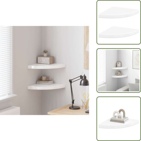 Eck-Schweberegale 2 Stk. Hochglanz-Weiß 35x35x3,8 cm MDF - Eckregal ...