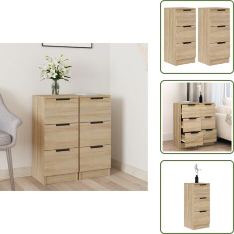 Sideboards 2 Stk. Sonoma-Eiche 30x30x70 cm Holzwerkstoff - Holz ...