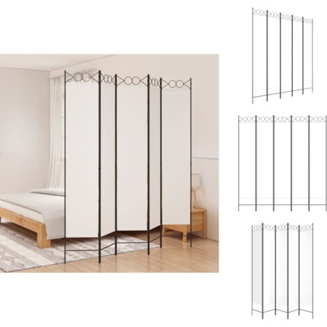Raumteiler - Living 5-tlg. Paravent Weiß 200x220 cm Stoff
