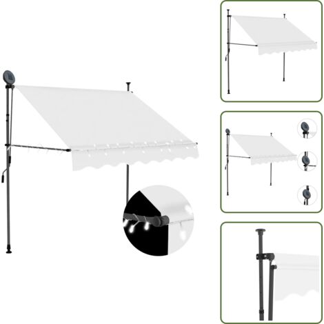 Einziehbare Markise Handbetrieben mit LED 150 cm Creme - Markise ...