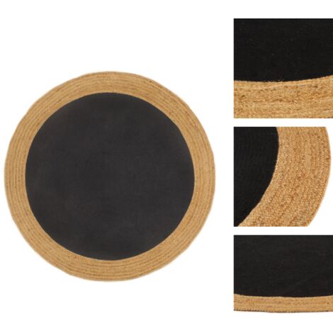 Teppiche - Living Teppich Geflochten Schwarz & Natur 90 cm Jute ...