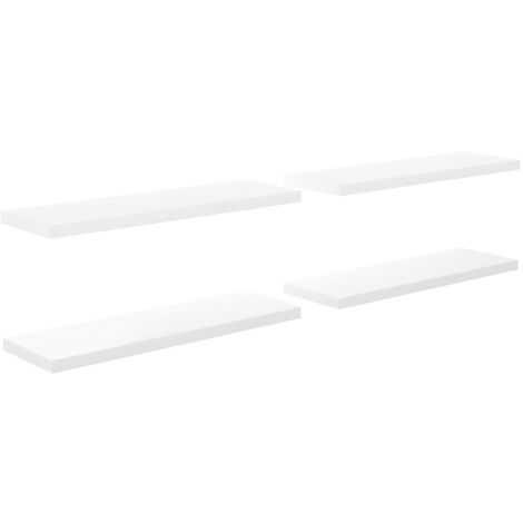 Schweberegale 4 Stk. Hochglanz-Weiß 120x23,5x3,8 cm MDF - Schweberegale ...
