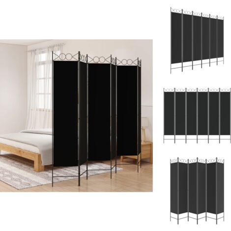 Raumteiler - Living 6-tlg. Paravent Schwarz 240x200 cm Stoff