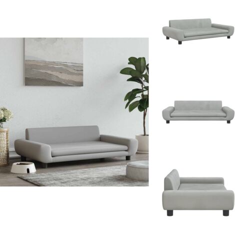 Hundebett Hellgrau 100x54x33 cm Samt - Hunde Bett - Samtbett - Hundeplatz - Tiermöbel - Hundezubehör