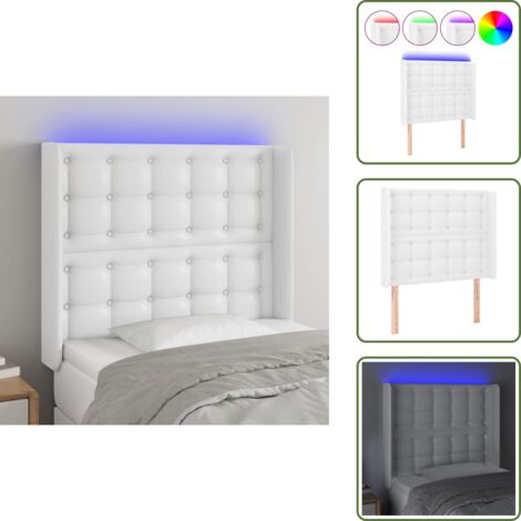 LED Kopfteil Weiß 103x16x118/128 cm Kunstleder - LED-Kopfteil - Bett ...