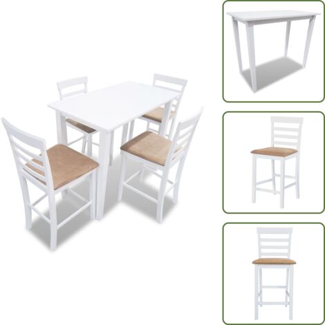 Stehtisch und 4 Barhocker Holz Weiß - Stehtisch - Barhocker ...