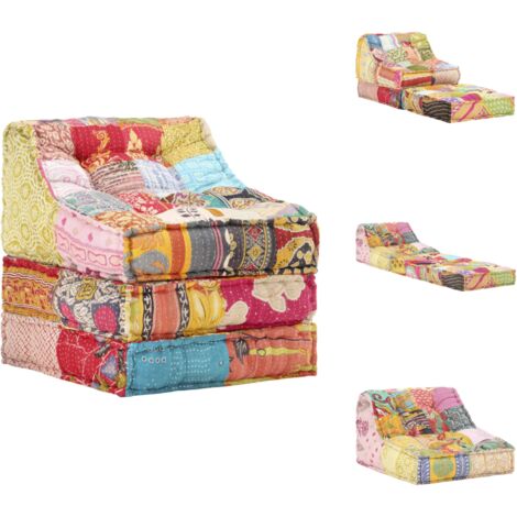 Modularer Pouf Patchwork Stoff - Sitzsack - Patchwork Couch - Modulares ...