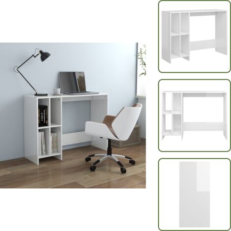 Computertisch Hochglanz-Weiß 102,5x35x75 cm Holzwerkstoff ...