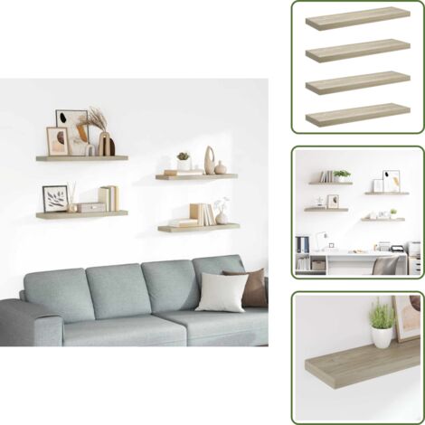 Schweberegale 4 Stk. Eiche-Optik 80x23,5x3,8 cm MDF - Schweberegale ...