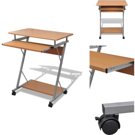 Computertisch Computerwagen PC Tisch Bürotisch Laptop auf Rollen braun ...
