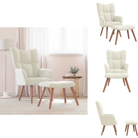 Relaxsessel mit Hocker Cremeweiß Samt - Sessel - Samt Sessel - Wohnraum ...