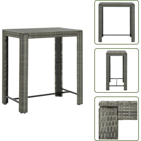 Garten-Bartisch Grau 100x60,5x110,5 cm Poly Rattan - Gartentisch ...