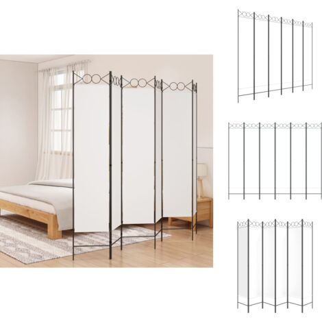 Raumteiler - Living 6-tlg. Paravent Weiß 240x200 cm Stoff