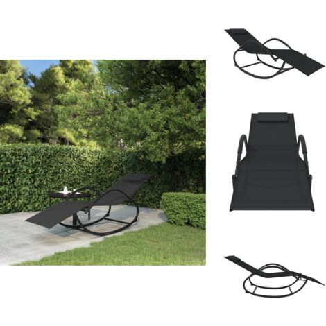 Schaukelliege Schwarz Stahl und Textilene - Schaukelliege - Gartenliege ...