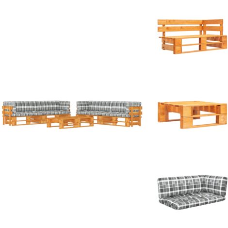 6-tlg. Paletten-Lounge-Set Honigbraun Imprägniertes Kiefernholz - Holz ...
