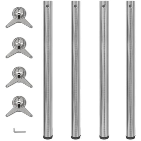 4x höhenverstellbares Tischbein Nickel gebürstet 870 mm - Tischbein ...