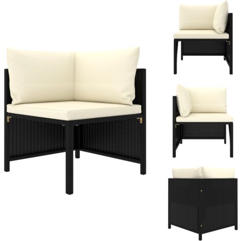 Modular-Ecksofa mit Kissen Schwarz Poly Rattan - Gartensorgen - Outdoor ...