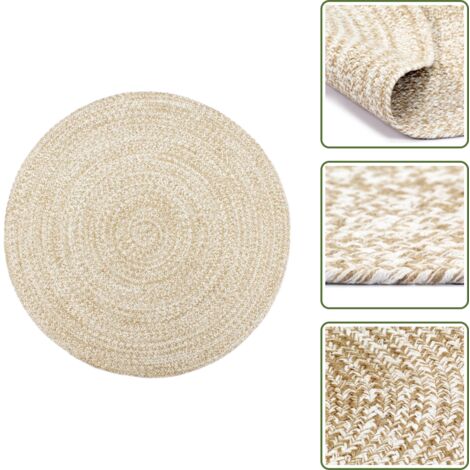 Teppich Handgefertigt Jute Weiß und Braun 180 cm - Naturfaser Teppich ...
