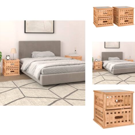 Nachttische 2 Stk. 34x34x34 cm Massivholz Nussbaum - Holznachtttische ...