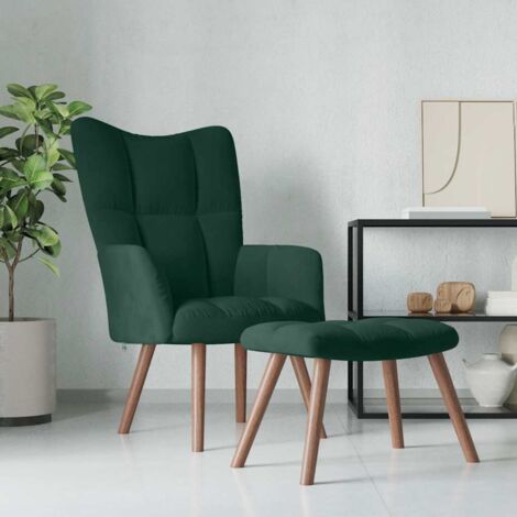 Relaxsessel mit Hocker Dunkelgrün Samt - Sessel - Samt Sessel ...