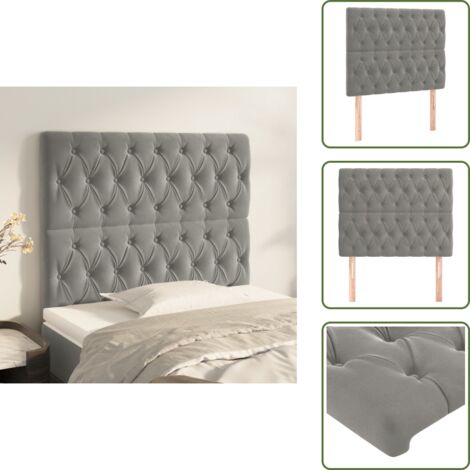 Kopfteile 2 Stk. Hellgrau 90x7x78/88 cm Samt - Bettkopfteile - Samtbett ...