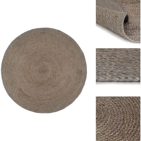 Teppich Handgefertigt Jute Rund 240 cm Grau - Naturfaser Teppich - Jute ...