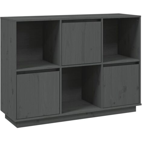 Sideboards - Living Sideboard Grau 110,5x35x80 cm Massivholz Kiefer