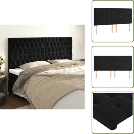 Kopfteile 4 Stk. Schwarz 100x7x78/88 cm Samt - Bettkopfteile ...