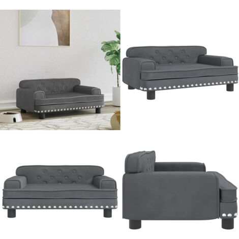 Hundebett Dunkelgrau 70x45x30 cm Samt - Hunde Bett - Hundebett - Samtbett - Haustierbett ...