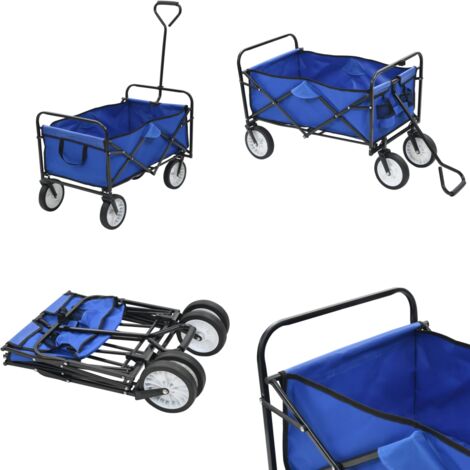 Klappbarer Handwagen Stahl Blau - Handwagen - Bollerwagen - Home & Living