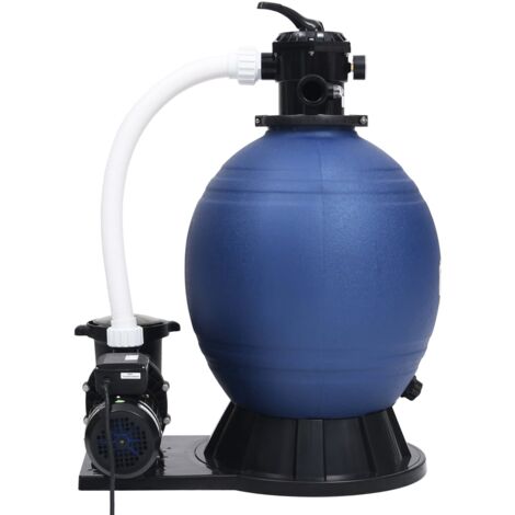 Sandfilter mit 7-Wege-Ventil und 1000 W Pumpe Blau Schwarz ...