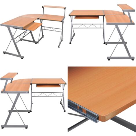 Eck-Computertisch Braun 132x112x99 cm Holzwerkstoff - Eck-Schreibtisch ...