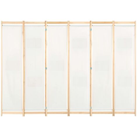 6-teiliger Raumteiler Cremeweiß 240 x 170 x 4 cm Stoff - Raumteiler ...
