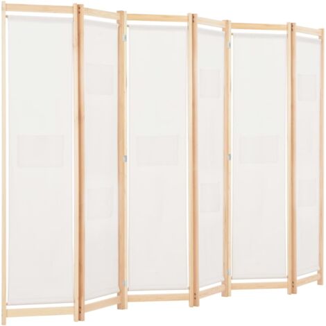 6-teiliger Raumteiler Cremeweiß 240 x 170 x 4 cm Stoff - Raumteiler ...