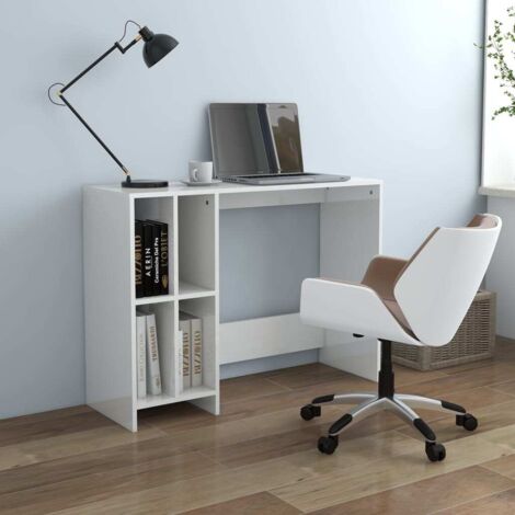 Computertisch Hochglanz-Weiß 102,5x35x75 cm Holzwerkstoff ...