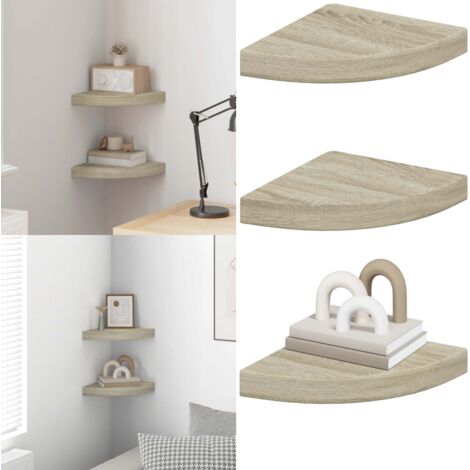 Eck-Schweberegale 2 Stk. Eichen-Optik 25x25x3,8 cm MDF - Eckregal ...