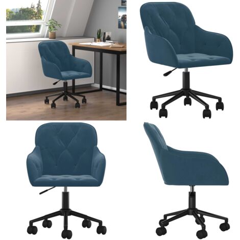 Bürostuhl Drehbar Blau Samt - Samtsessel - Drehstuhl - Bürostuhl Blau ...