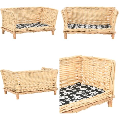 Hundekorb mit Kissen 50x33x30 cm Natur Weide - Hunde Korb - Weidenkorb ...