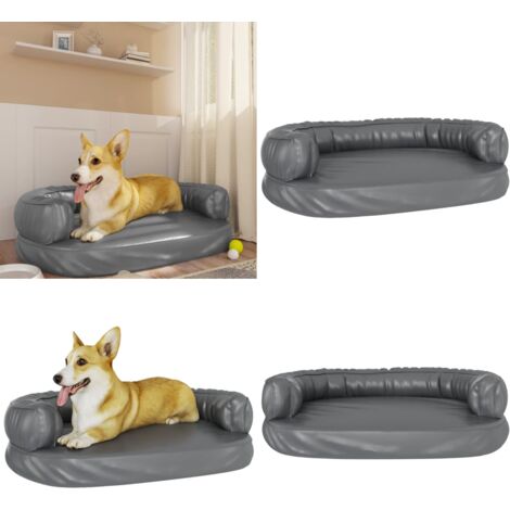 Hundebett Ergonomisch Schaumstoff Grau 75x53 cm Kunstleder - Hunde Bett - Hunde Sofa ...