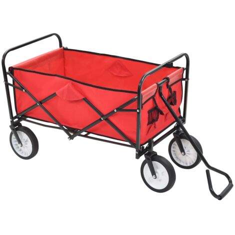 Klappbarer Handwagen Stahl Rot - Handwagen - Bollerwagen - Home & Living