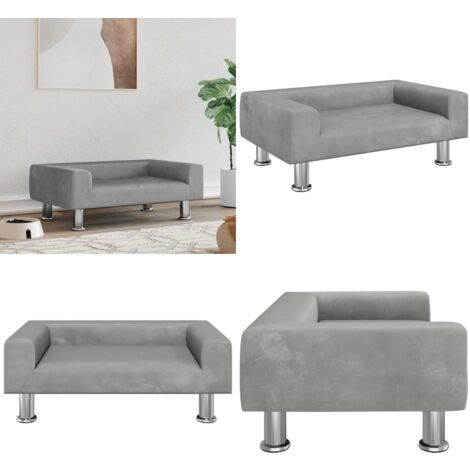 Hundebett Hellgrau 70x45x26,5 cm Samt - Hunde Bett - Hundebett - Samtbett - Tierbettwäsche ...