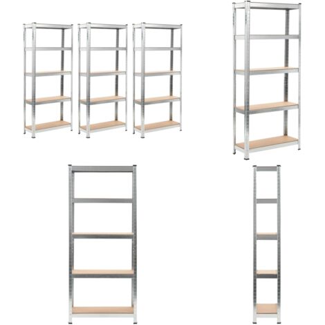 Lagerregale mit 5 Böden 3 Stk. Silbern Stahl & Holzwerkstoff ...