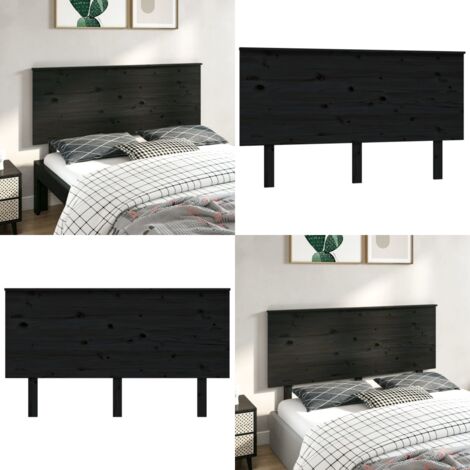 Kopfteil Schwarz 144x6x82,5 Massivholz Kiefer - Holz Kopfteil ...