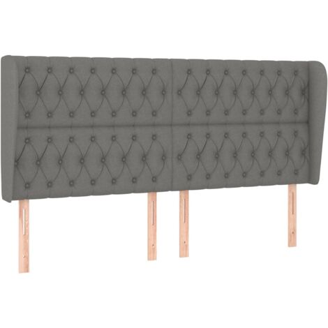 Kopfteil mit Ohren Dunkelgrau 203x23x118/128 cm Stoff - Bettkopfteil ...
