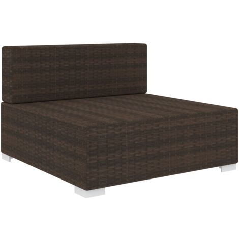 Modular-Sofa-Mittelteil 1 Stk. + Auflagen Poly Rattan Braun - Modular ...
