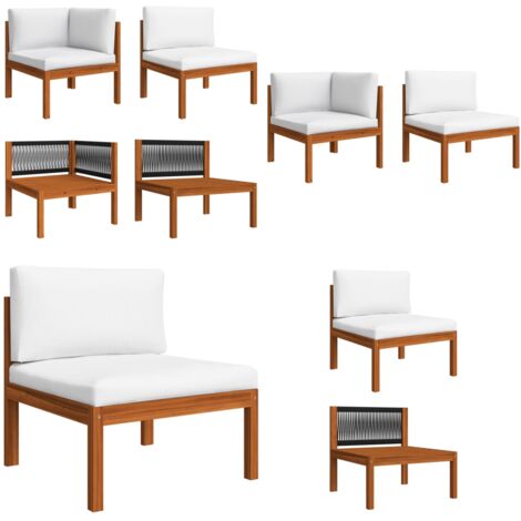 2-tlg. Garten-Lounge-Set mit Auflagen Akazie Massivholz ...